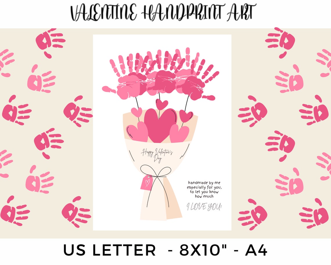 Valentines Day Handprint Art, Valentine Handprint Craft, Valentine Baby ...