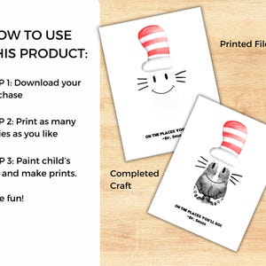 The Cat in the Hat Footprint Art, Read Across America Craft Ideas, Dr ...