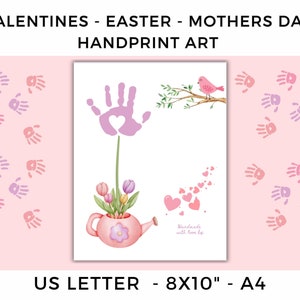 Mothers Day Handprint Art Printable, Aunt Handprint Craft, Easter ...