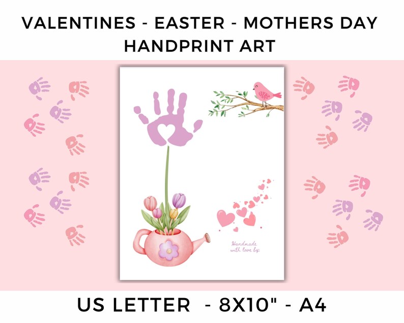Mothers Day Handprint Art Printable, Aunt Handprint Craft, Easter ...