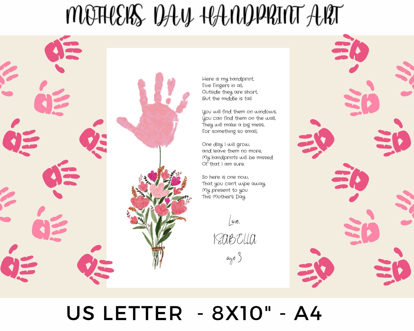 Mothers Day Handprint Art Printable, Mom Handprint Craft, 1st Mothers ...