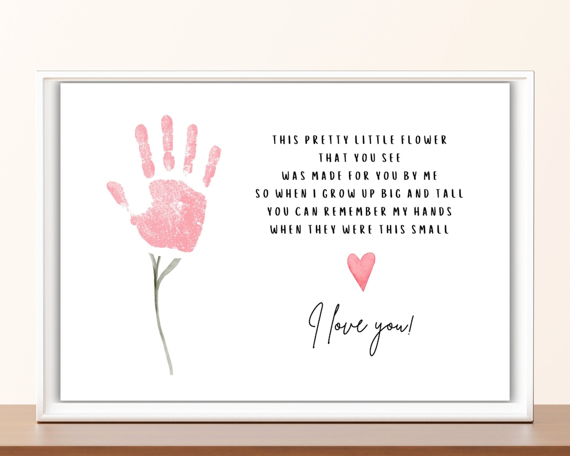 Mothers Day Handprint Art Printable, Flower Handprint Art Toddler ...