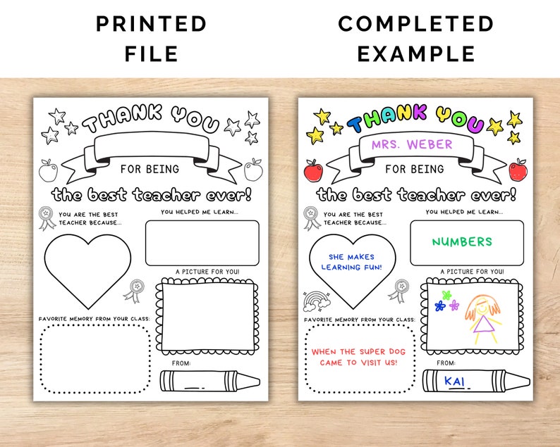 Printable Teacher Appreciation Week Gift, All About My Teacher, End of ...