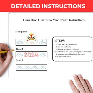 Lunar New Year Paper Crown Craft, Lion Head Kids Crown Craft, Lunar New ...