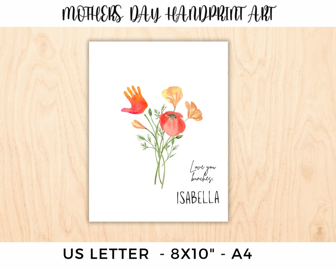 Mothers Day Handprint Art Printable, Mom Birthday Handprint Craft, 1st ...