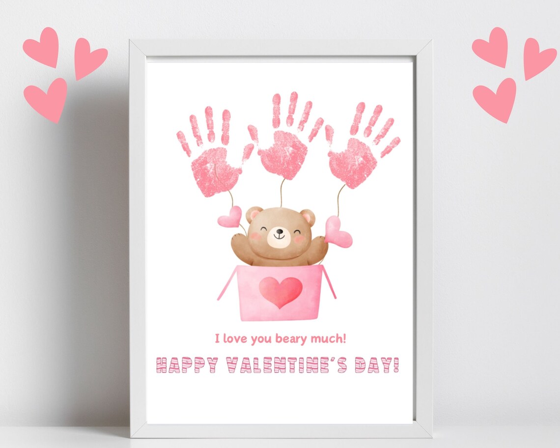Valentines Day Handprint Art, Personalized Valentine Printable Craft ...