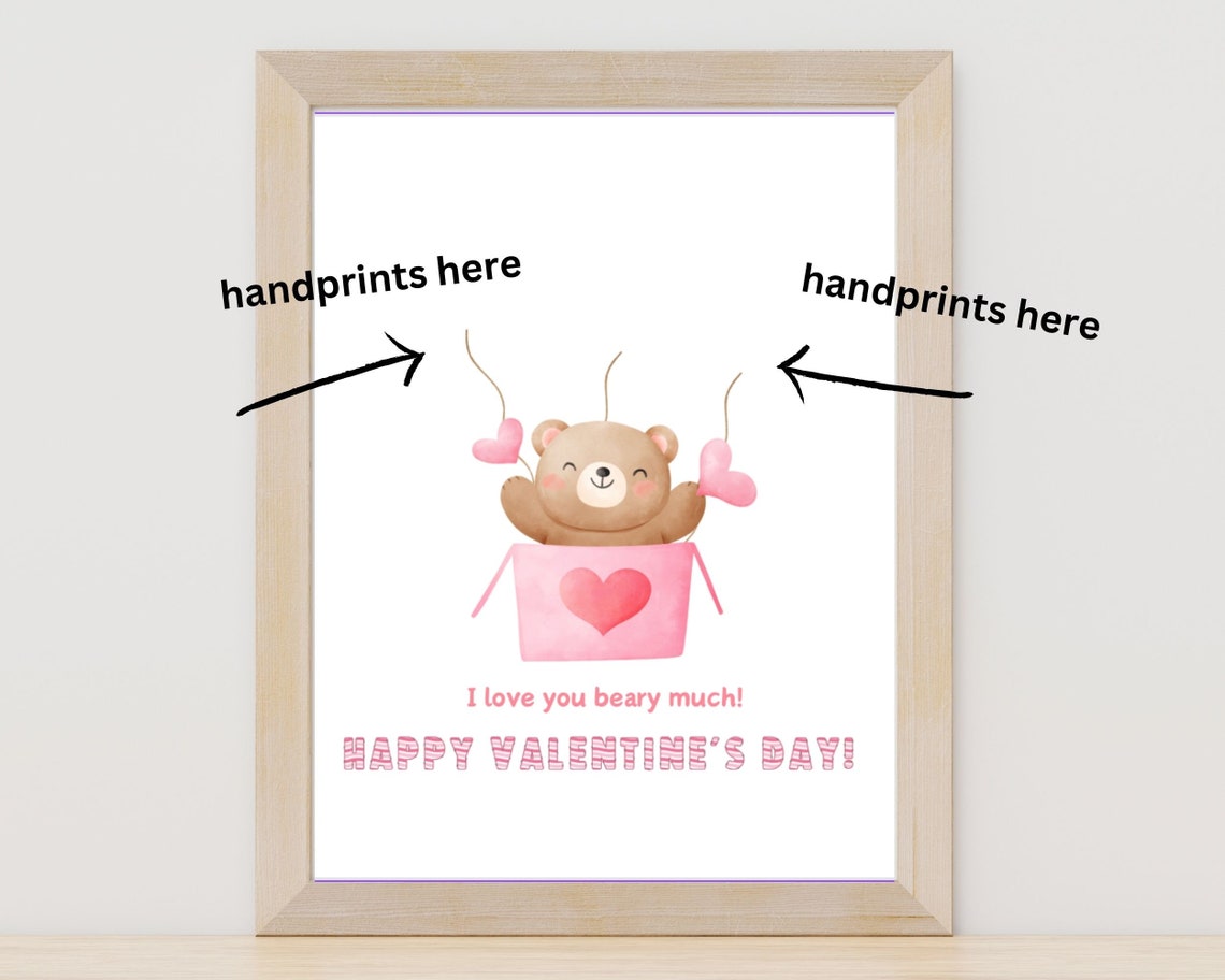 Valentines Day Handprint Art, Personalized Valentine Printable Craft ...