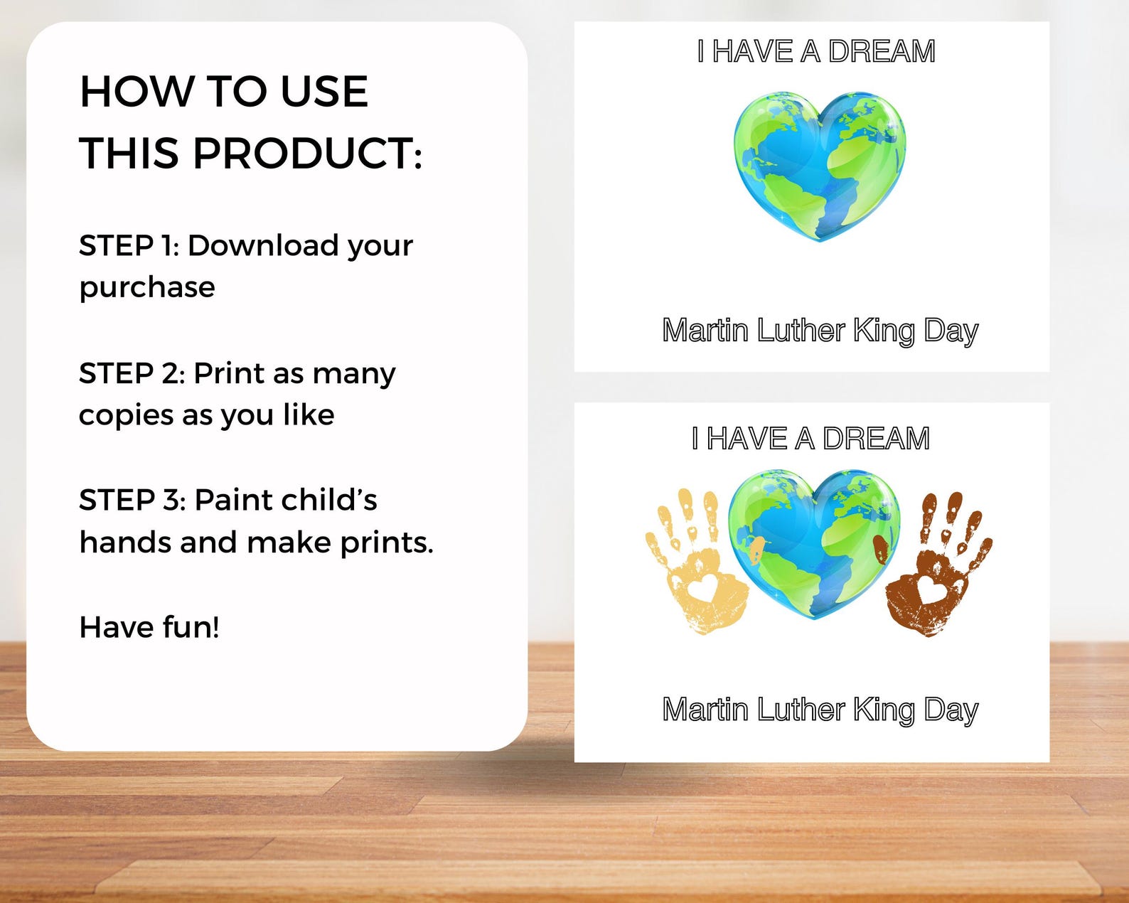 MLK Day Handprint Art, MLK Handprint Craft, I Have a Dream Keepsake ...