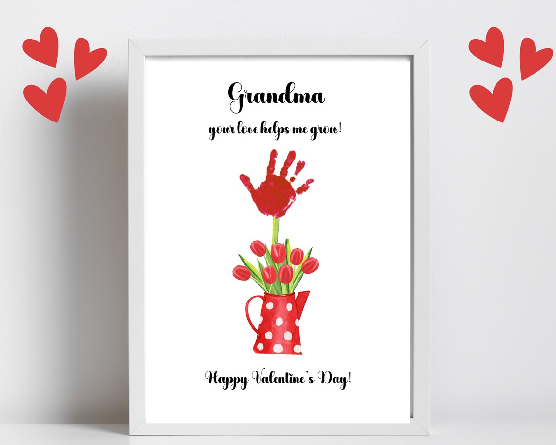Grandma Handprint Art Valentines Day, Valentines Day Printable Craft ...