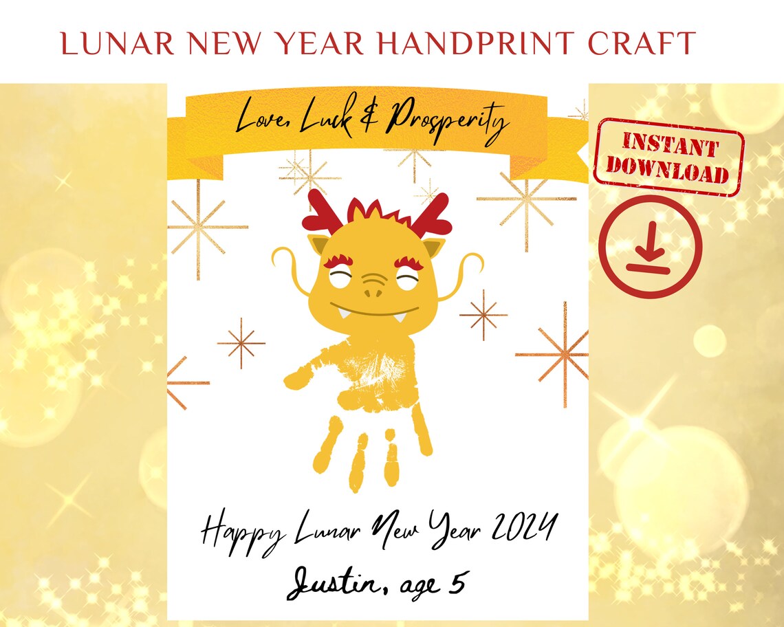 Lunar New Year Handprint Craft, Chinese New Year Handprint Art, Year of ...