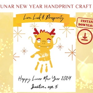 Lunar New Year Handprint Craft, Chinese New Year Handprint Art, Year of ...