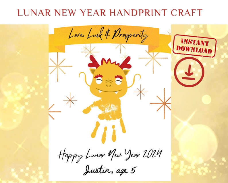 Lunar New Year Handprint Craft, Chinese New Year Handprint Art, Year of ...
