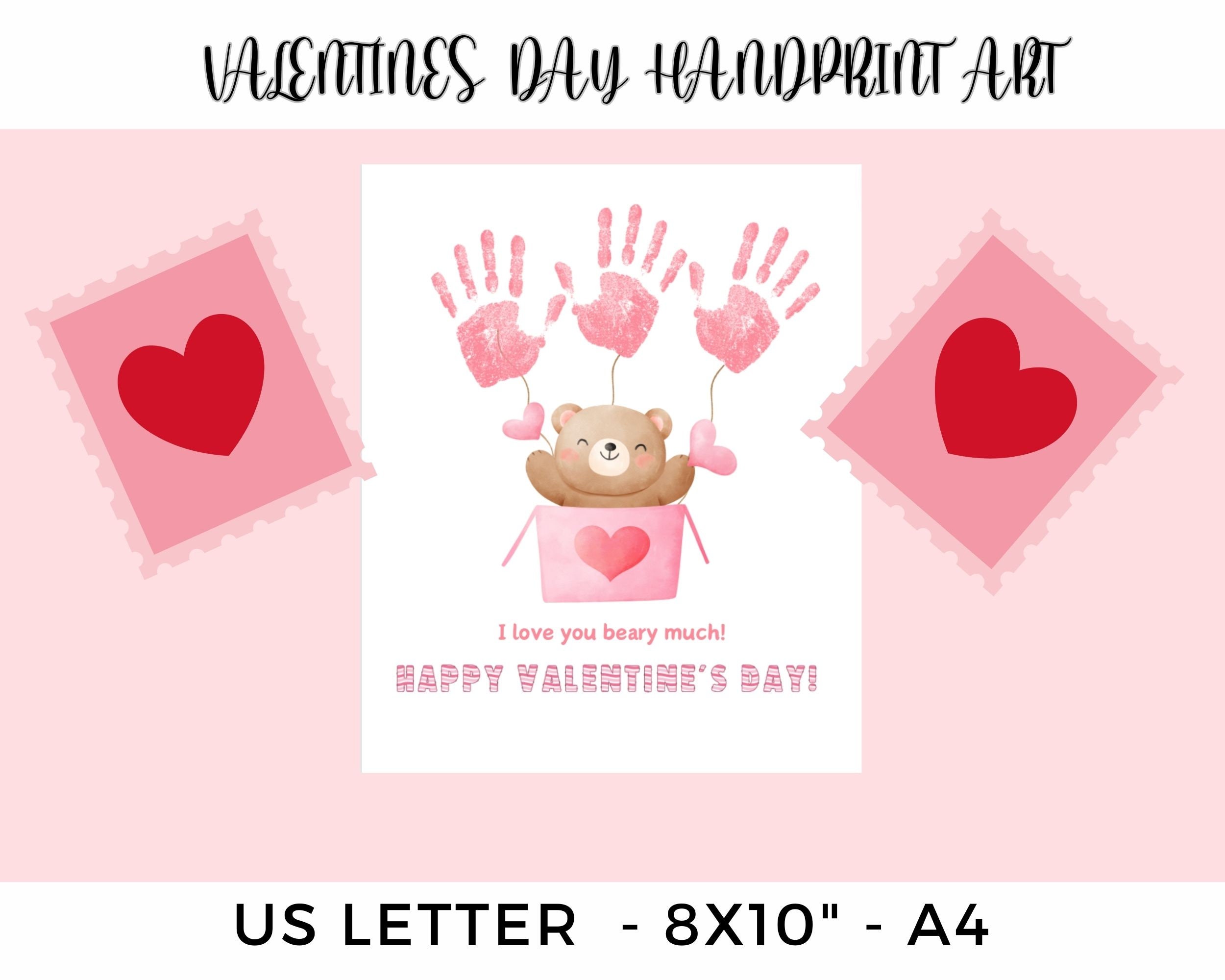 Valentines Day Handprint Art, Personalized Valentine Printable Craft ...