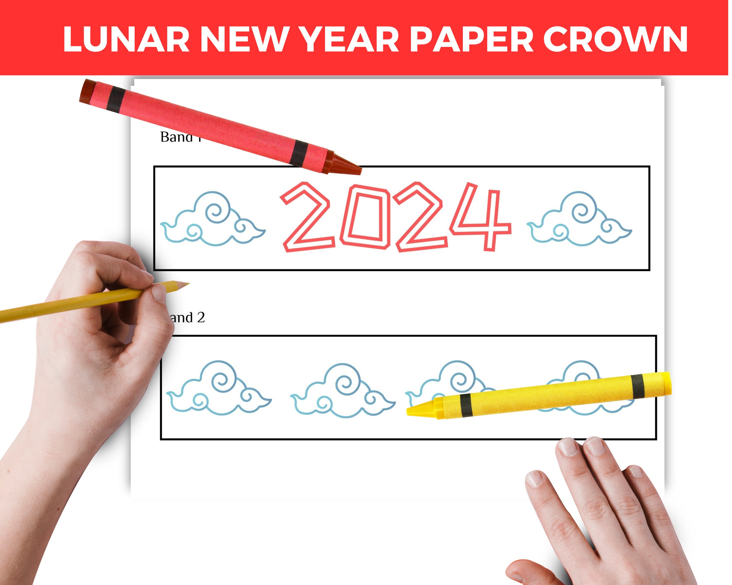 Lunar New Year Paper Crown Craft, Lion Head Kids Crown Craft, Lunar New ...