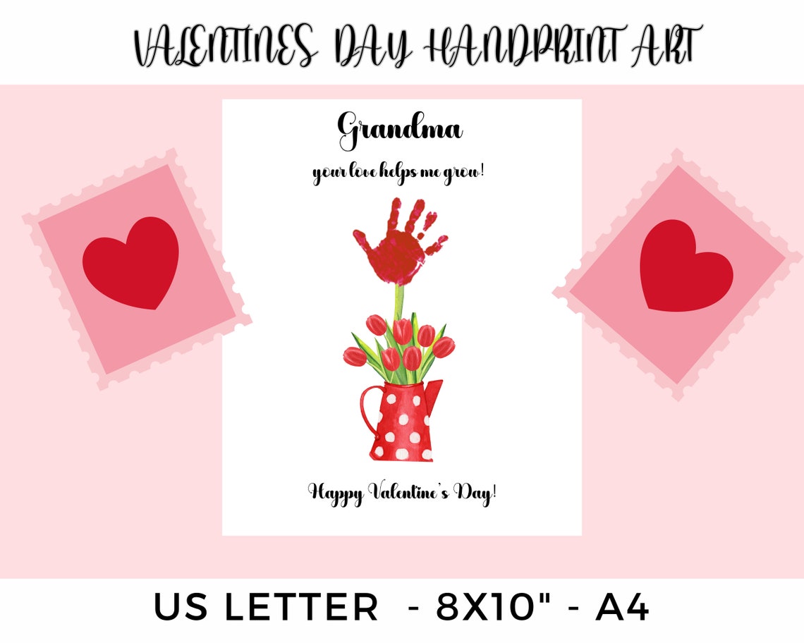 Grandma Handprint Art Valentines Day, Valentines Day Printable Craft ...