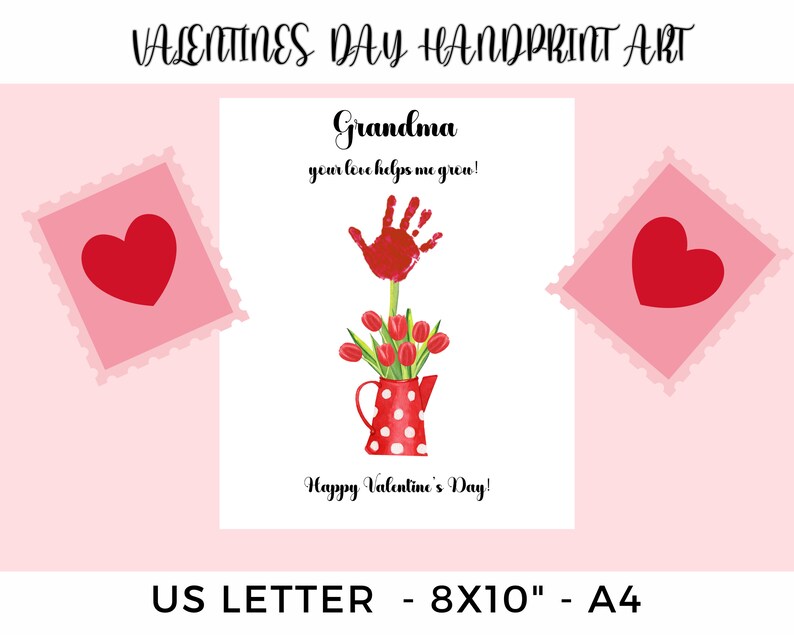 Grandma Handprint Art Valentines Day, Valentines Day Printable Craft ...