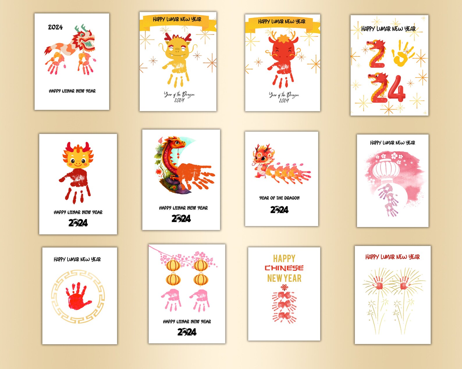 Lunar New Year Handprint Craft Bundle, Chinese New Year Handprint Art ...