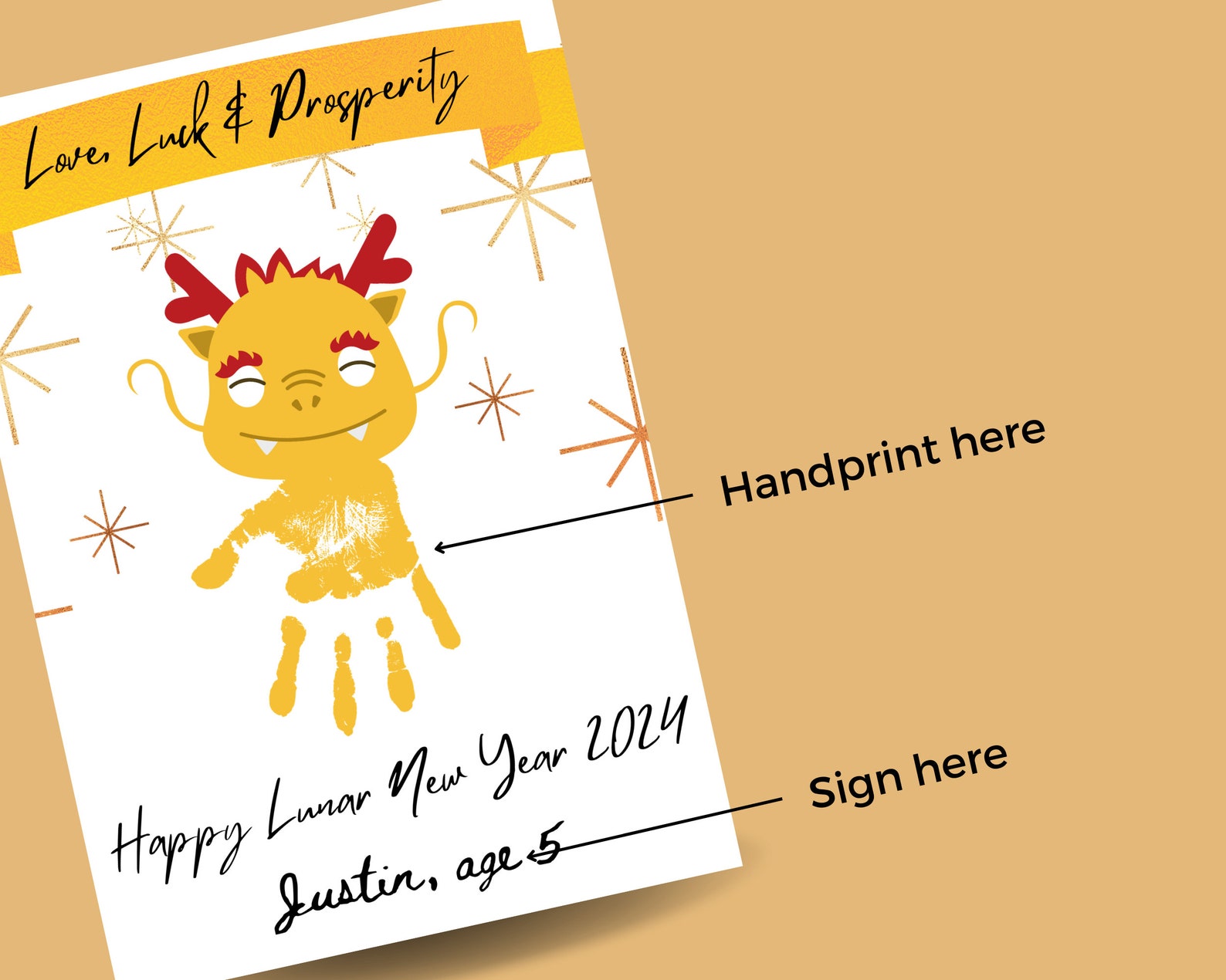 Lunar New Year Handprint Craft, Chinese New Year Handprint Art, Year of ...