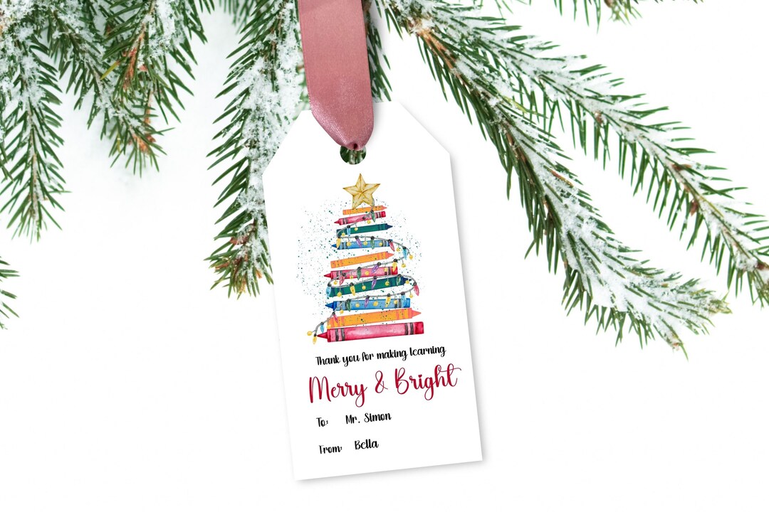 Printable Merry & Bright Christmas Gift Tag,christmas Gift Tag ...
