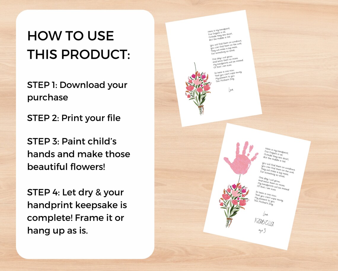 Mothers Day Handprint Art Printable, Mom Handprint Craft, 1st Mothers ...