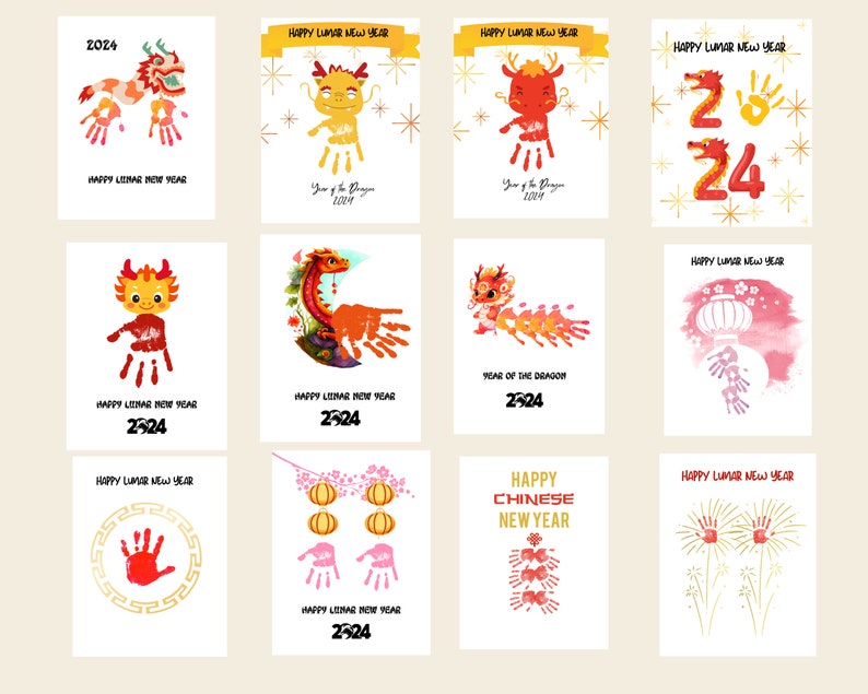 Lunar New Year Handprint Craft Bundle, Chinese New Year Handprint Art ...