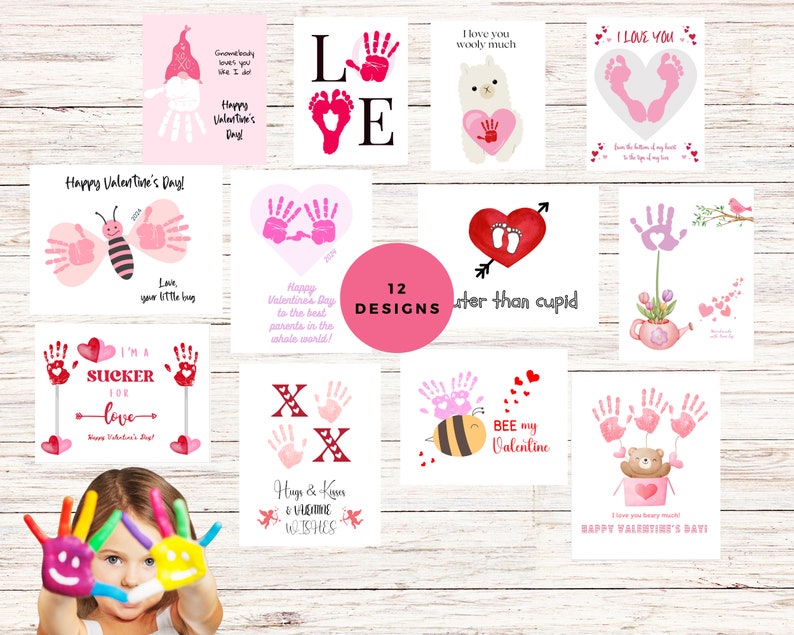Valentines Day Handprint Preschool Bundle, 12 Design Valentines Day ...