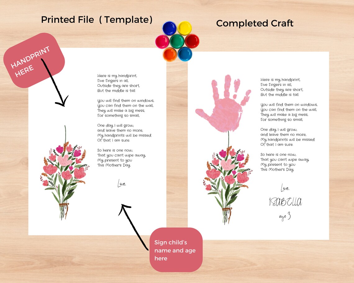 Mothers Day Handprint Art Printable, Mom Handprint Craft, 1st Mothers ...