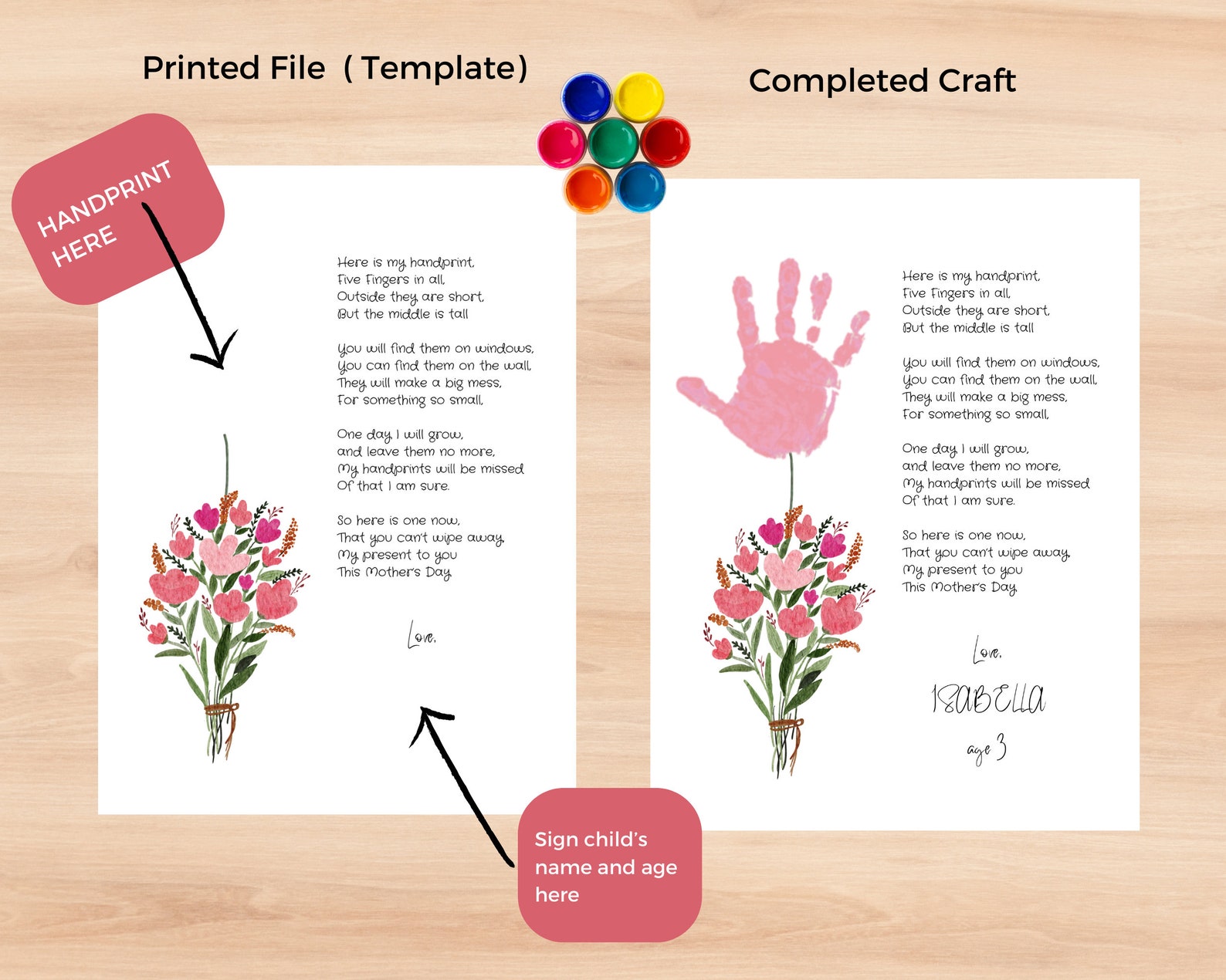 Mothers Day Handprint Art Printable, Mom Handprint Craft, 1st Mothers ...