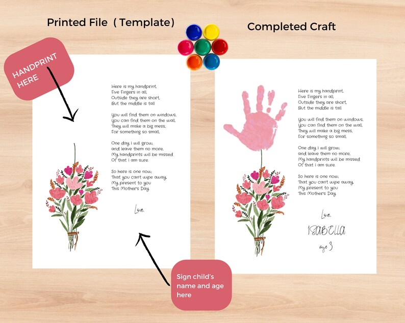 Mothers Day Handprint Art Printable, Mom Handprint Craft, 1st Mothers ...