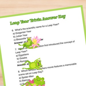 Leap Year Trivia Game Printable, Leap Day Birthday Party Idea, Game for ...