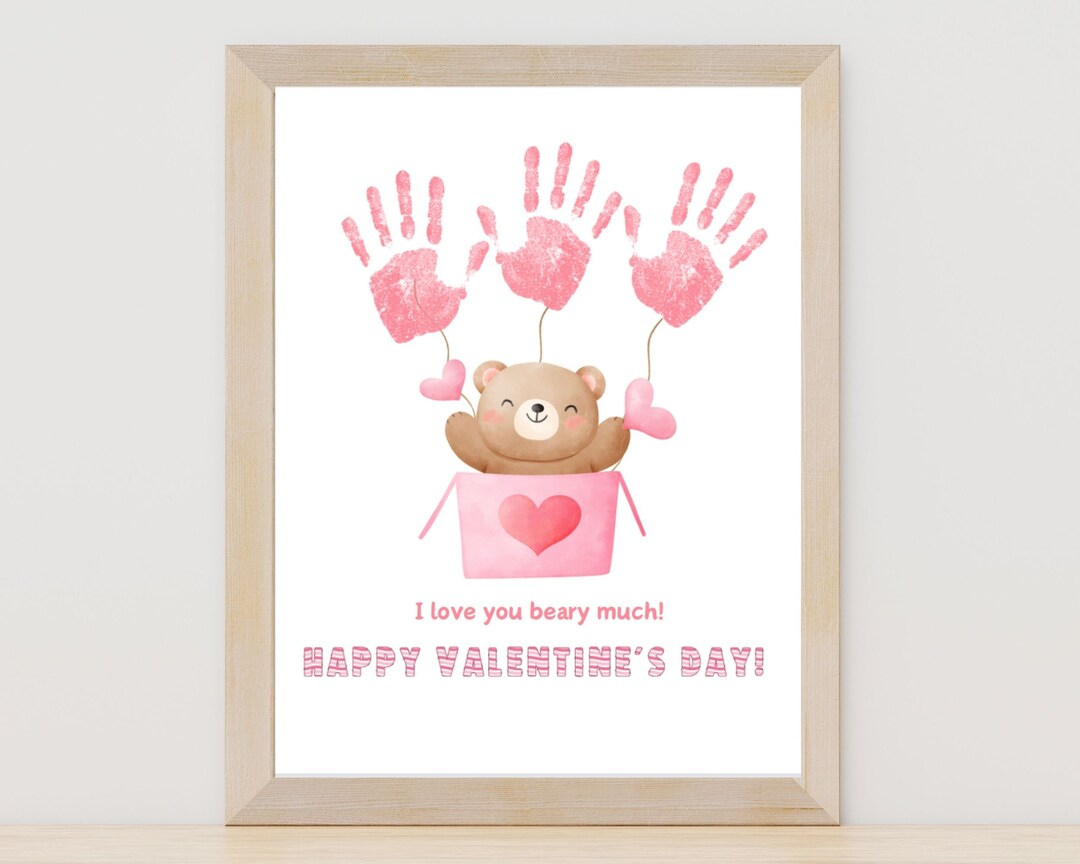 Valentines Day Handprint Art, Personalized Valentine Printable Craft ...