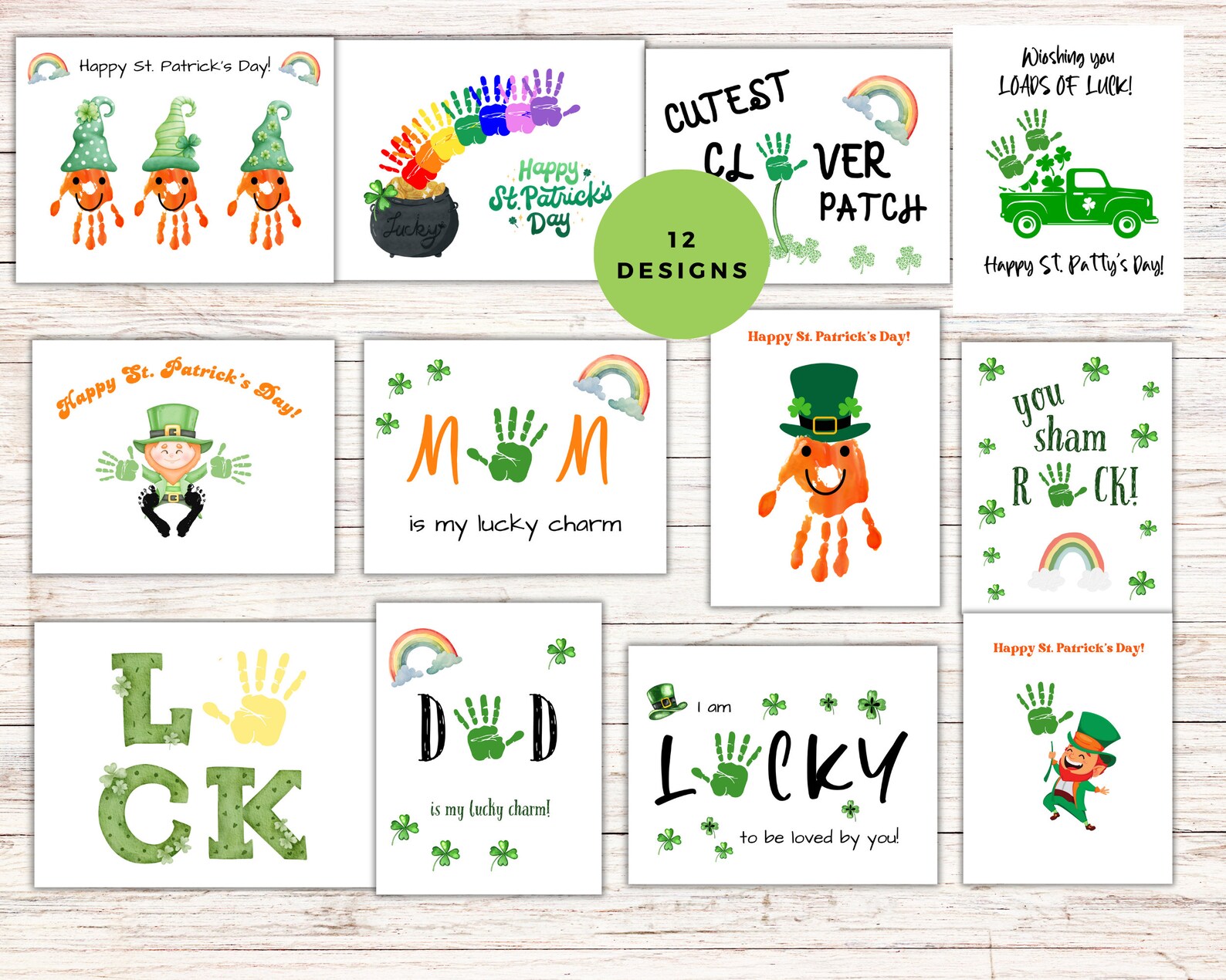 St Patricks Day Handprint Art Bundle, St Patricks Day Toddler Craft, St ...