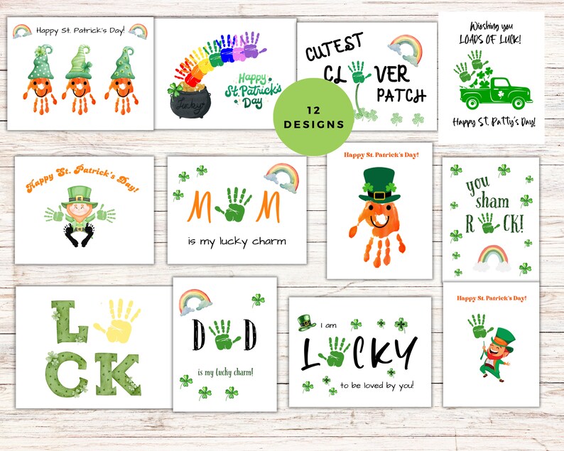 St Patricks Day Handprint Art Bundle, St Patricks Day Toddler Craft, St ...