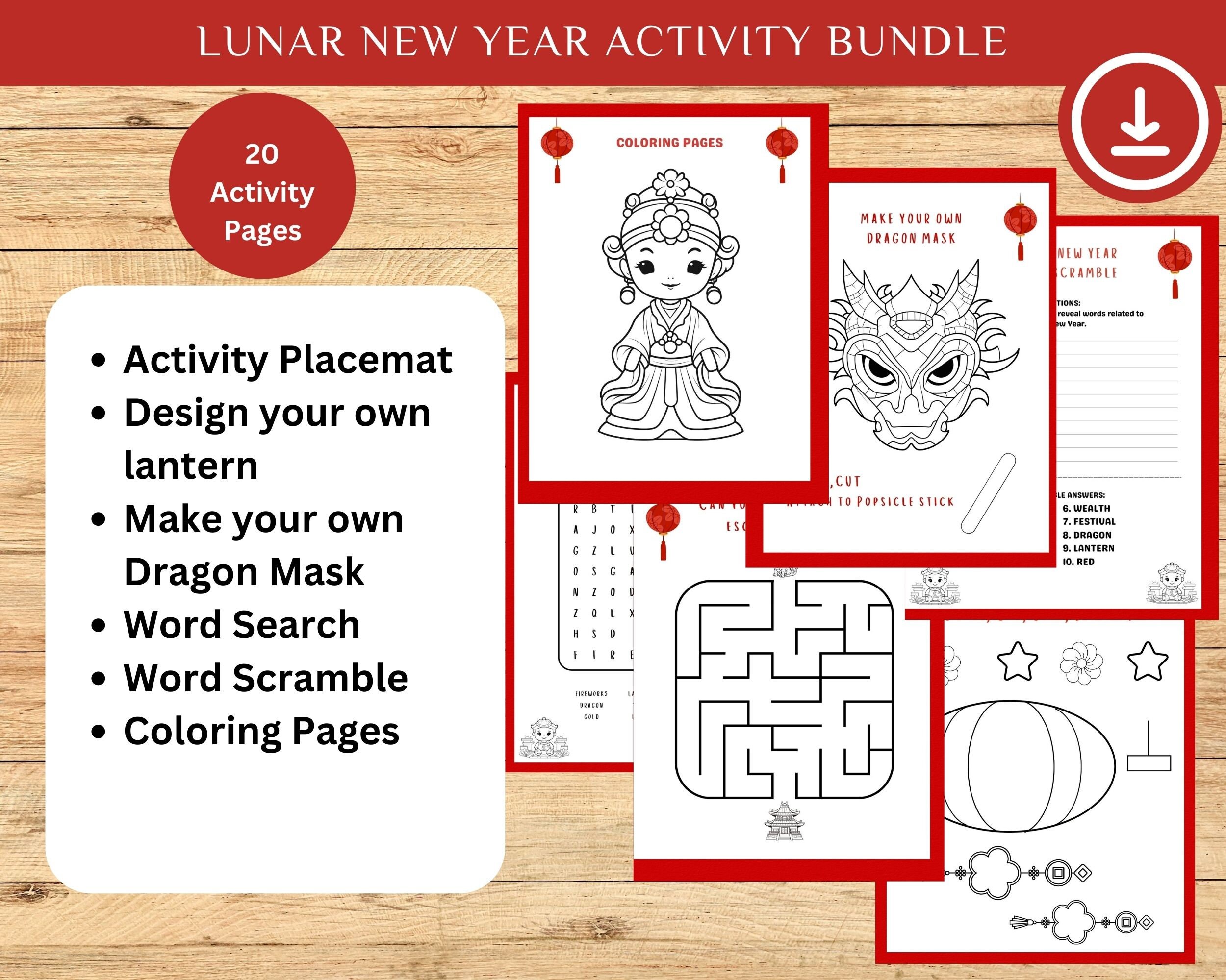 Lunar New Year Kids Activity Bundle, Chinese New Year Kids Craft ...