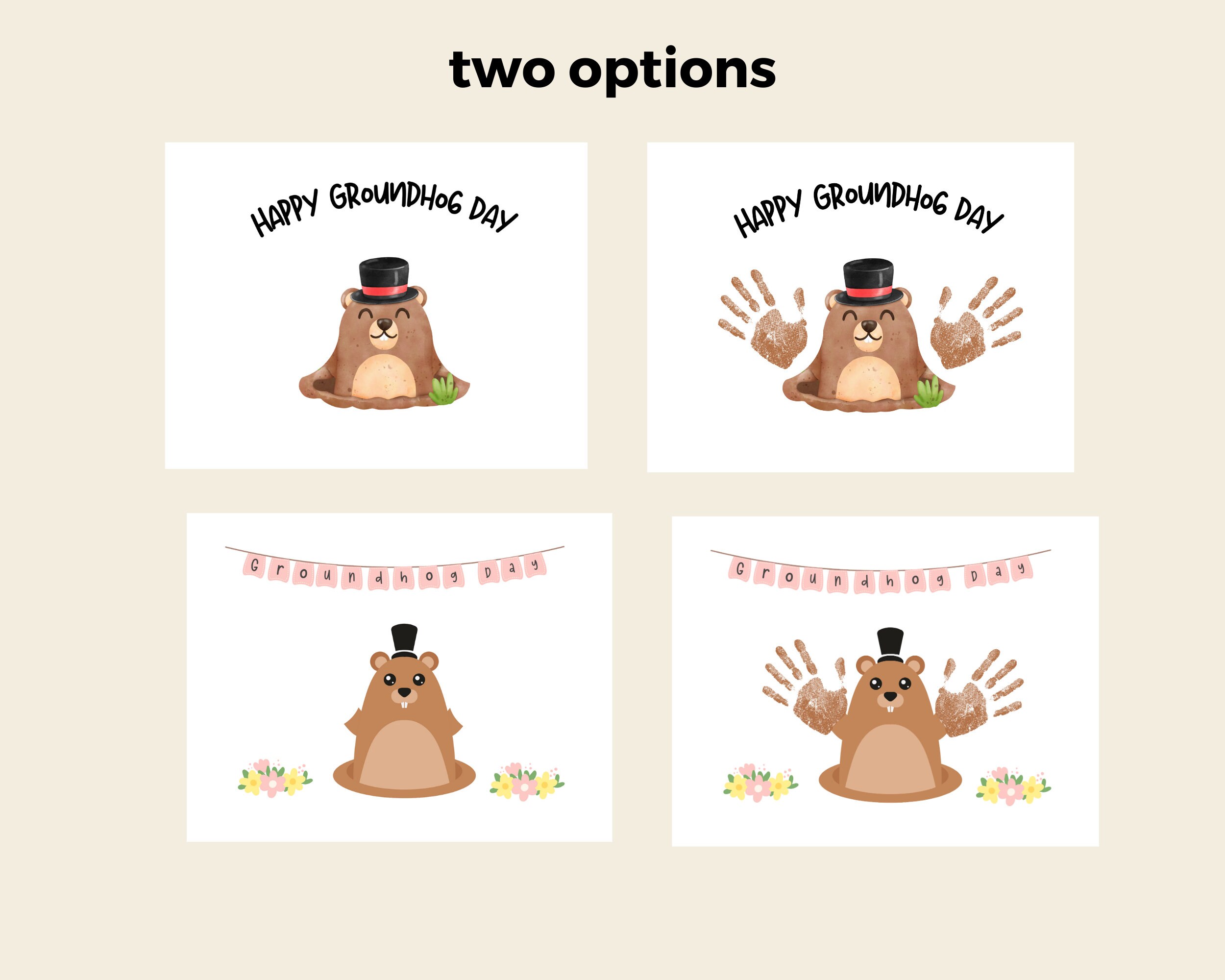 Groundogs Day Handprint Art Craft Bundle Preschool, Groundhogs Day ...