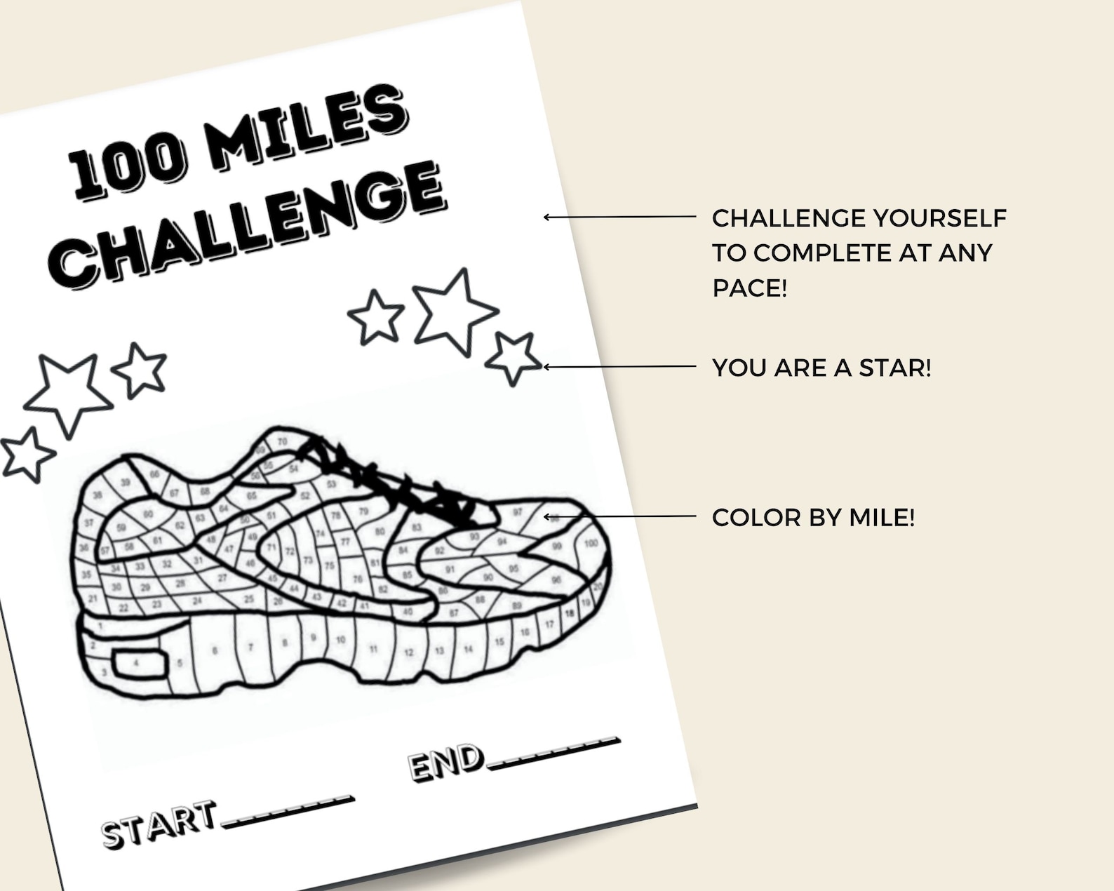 Running Log 100 Miles Walking Challenge Tracker Running Printable ...