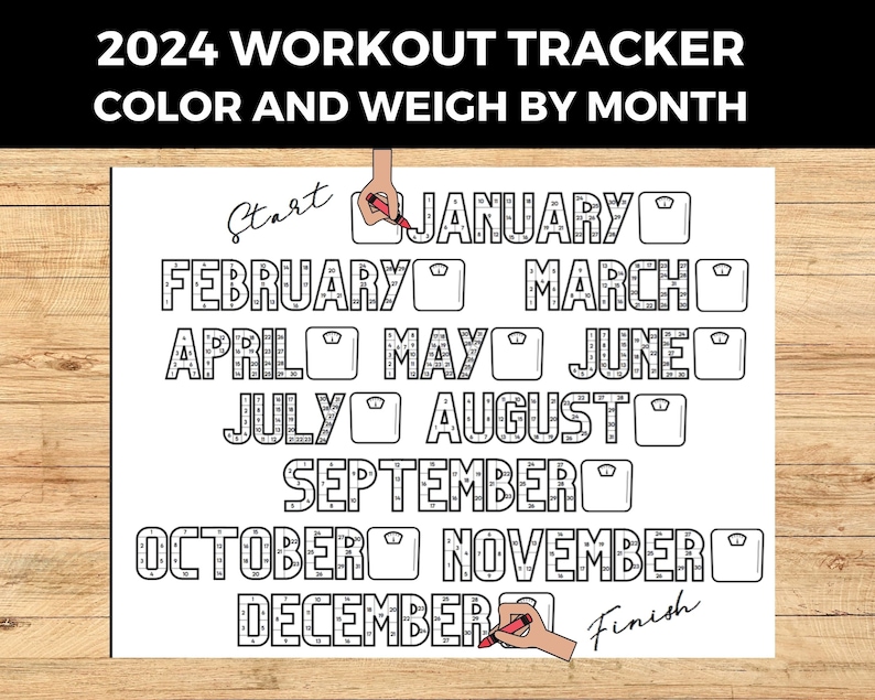 2024 Workout Tracker Bundle Printable Daily Exercise Track Monthly