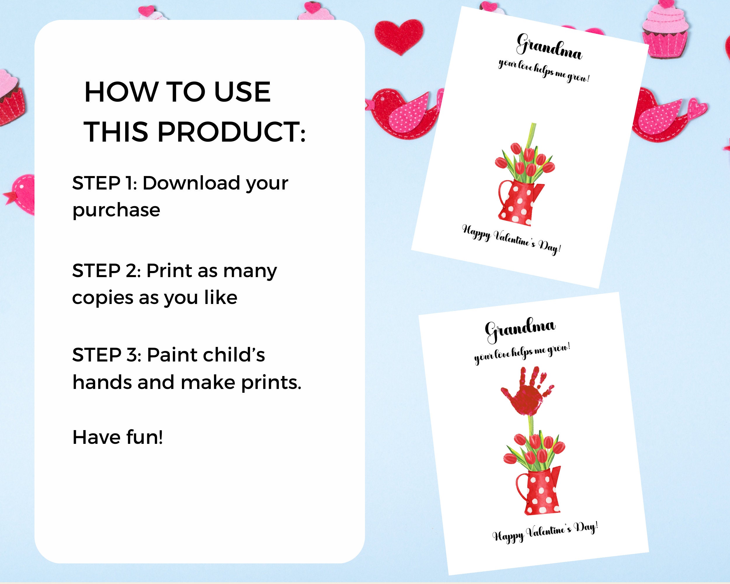 Grandma Handprint Art Valentines Day, Valentines Day Printable Craft ...