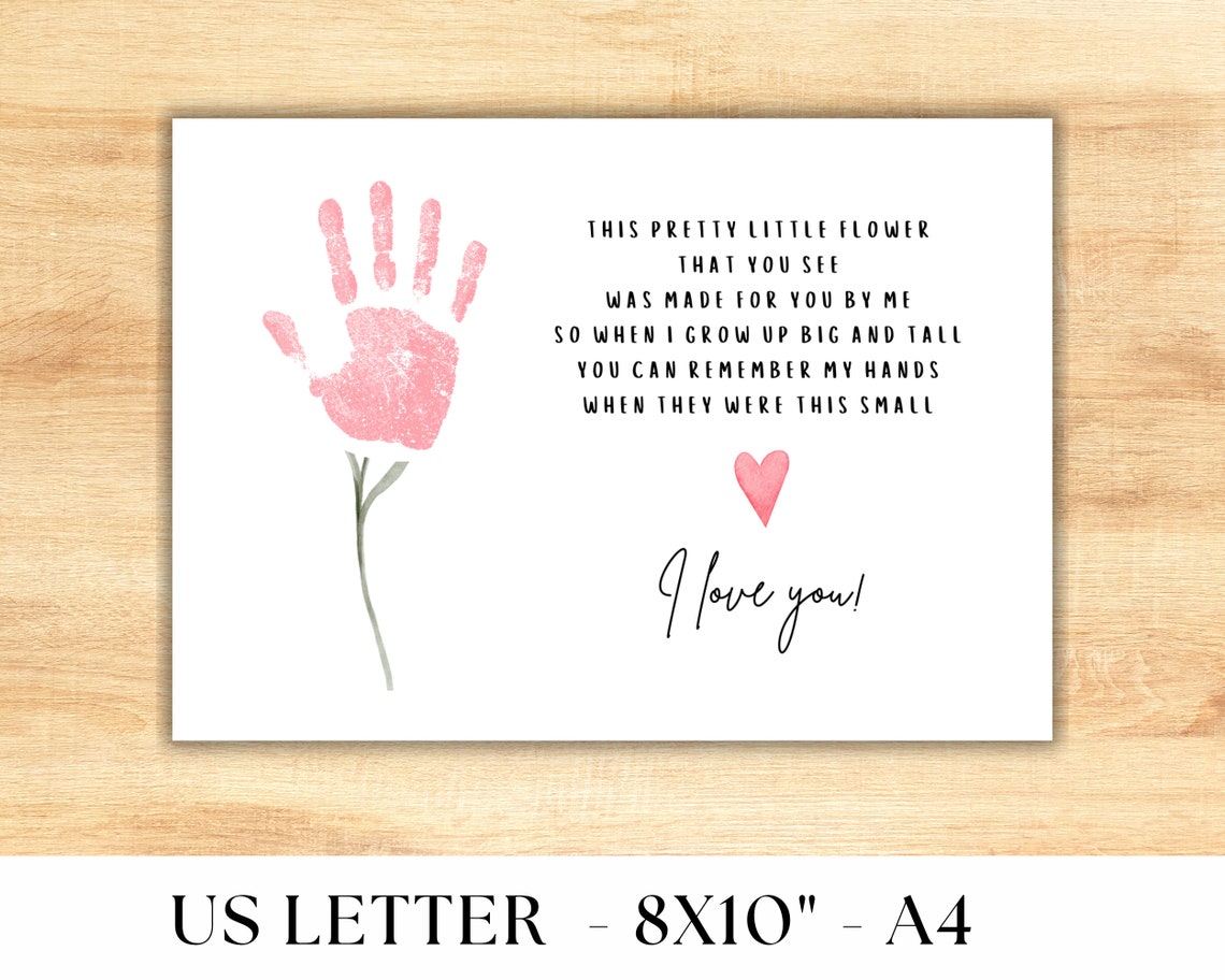 Mothers Day Handprint Art Printable, Flower Handprint Art Toddler ...