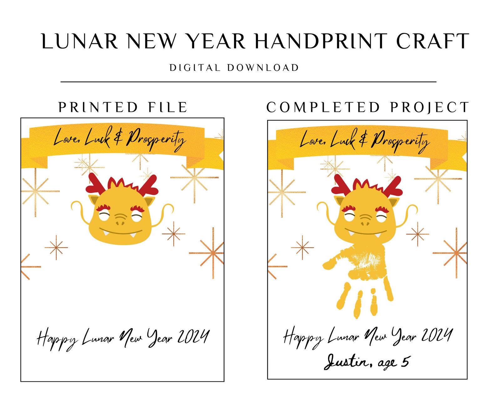 Lunar New Year Handprint Craft, Chinese New Year Handprint Art, Year of ...