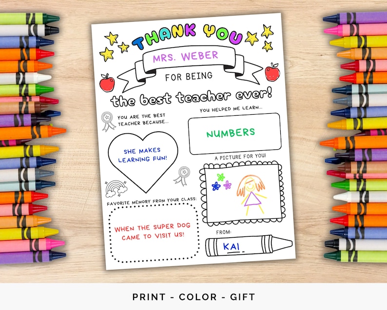 Printable Teacher Appreciation Week Gift, All About My Teacher, End of ...