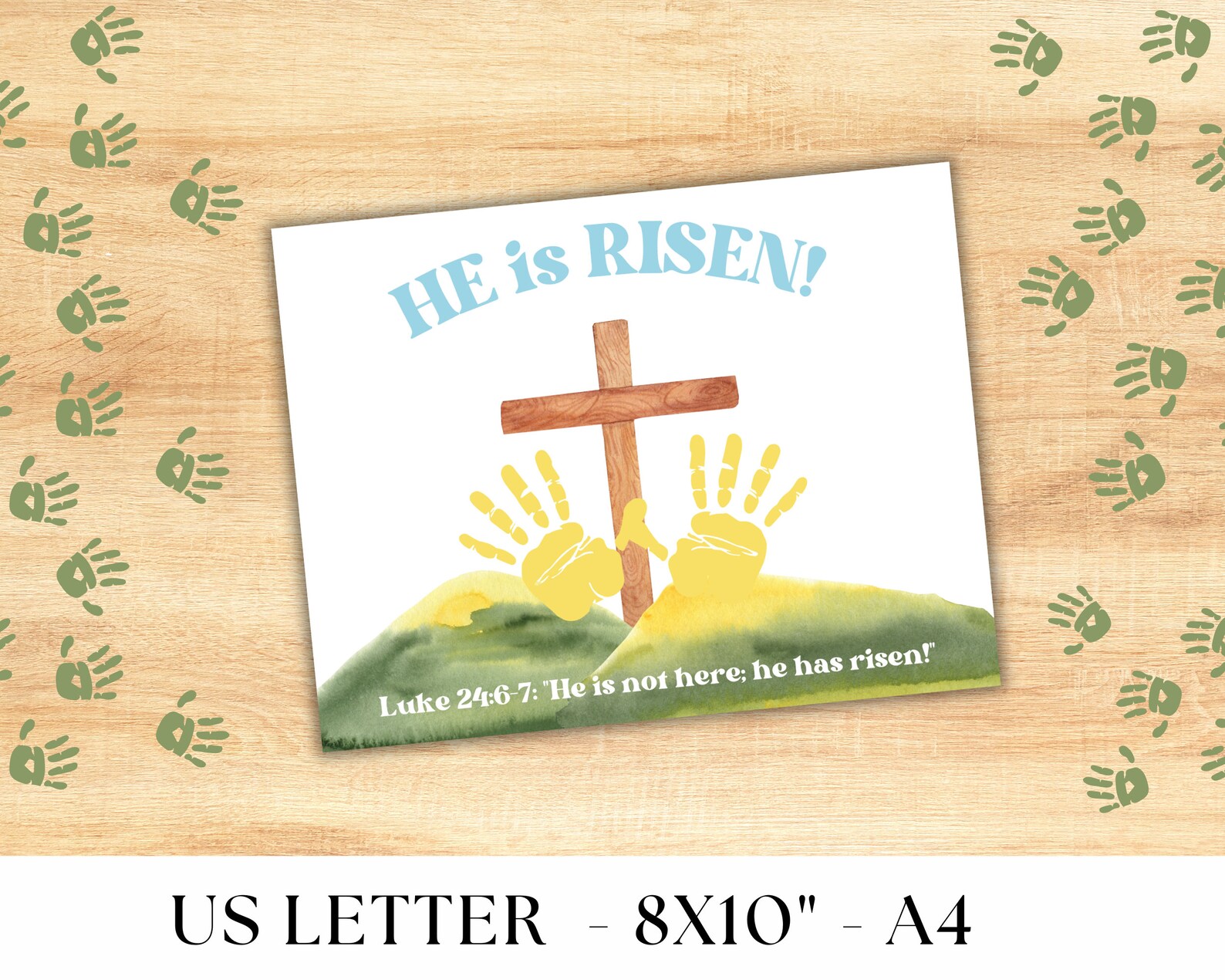 Easter Handprint Art Christian, He is Risen Handprint Craft, Sunday ...