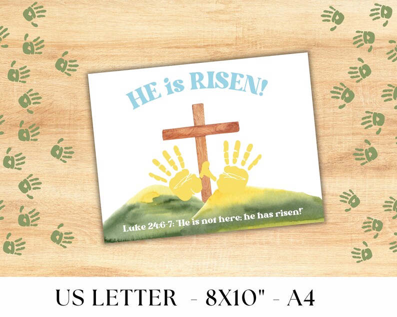 Easter Handprint Art Christian, He is Risen Handprint Craft, Sunday ...