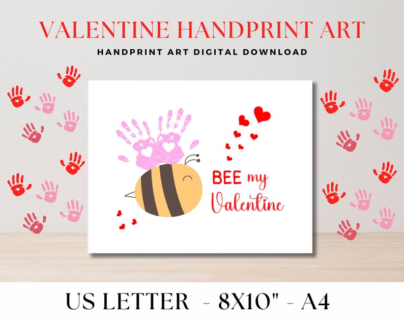 Bee Valentines Handprint Craft, Valentines Day Handprint Craft ...