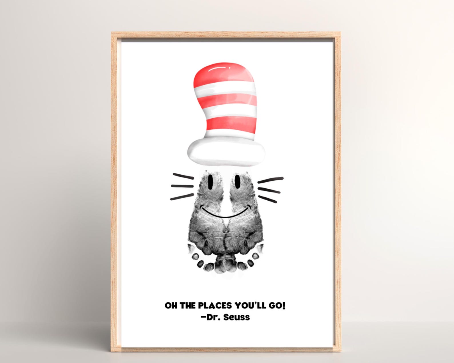 The Cat in the Hat Footprint Art, Read Across America Craft Ideas, Dr ...