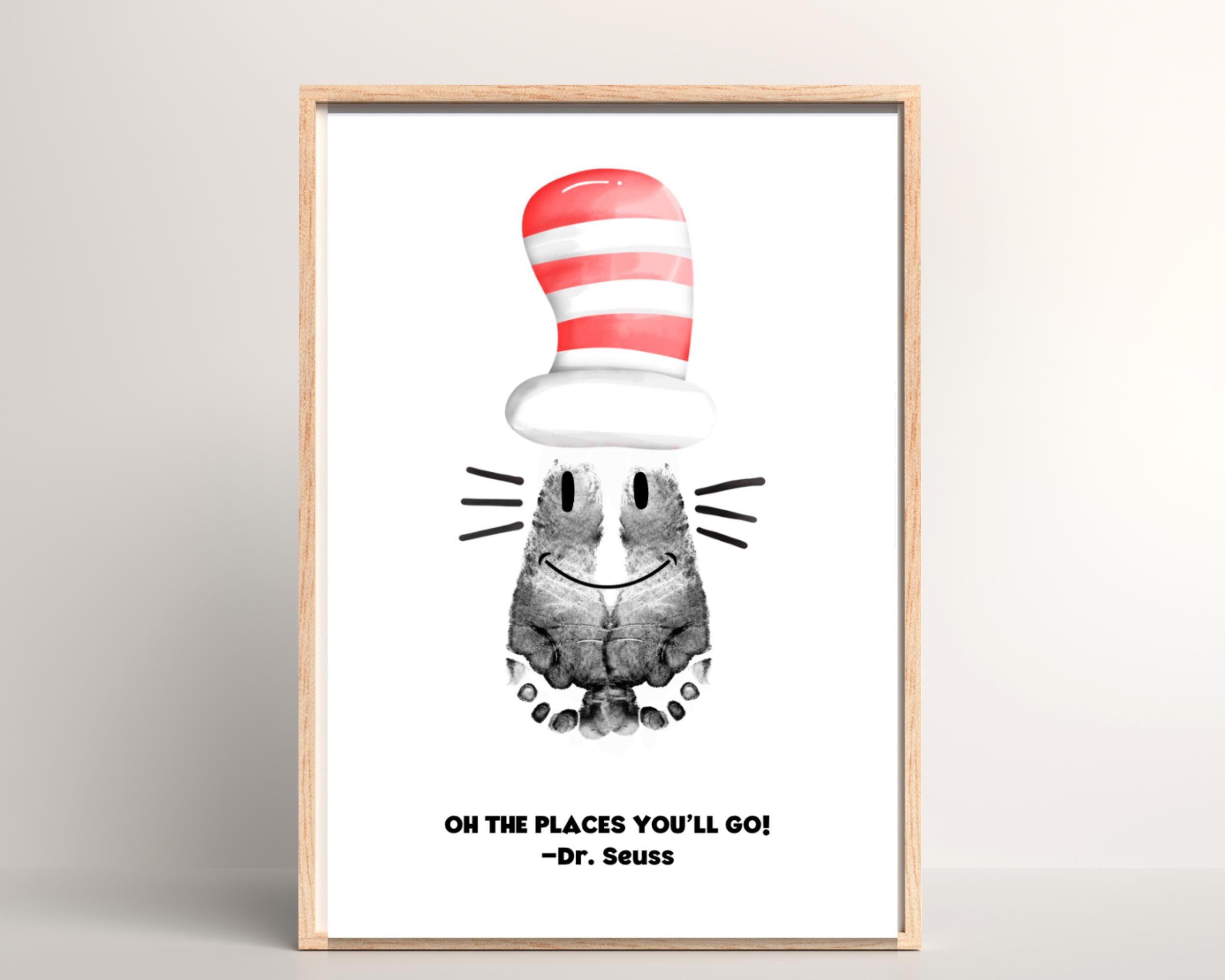 The Cat in the Hat Footprint Art, Read Across America Craft Ideas, Dr ...