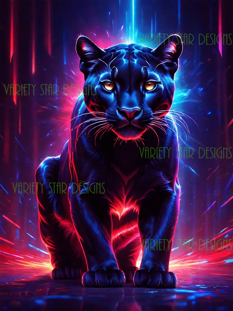 Black Puma Cub, Art Print Digital Download Decor Ai Artwork Home Decor ...