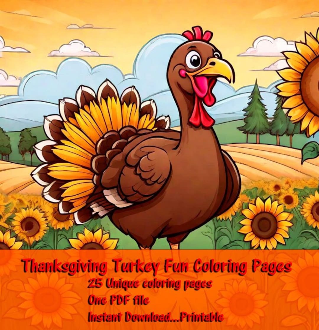 Thanksgiving Turkey Fun Coloring Pages Kids Coloring Pages - Etsy
