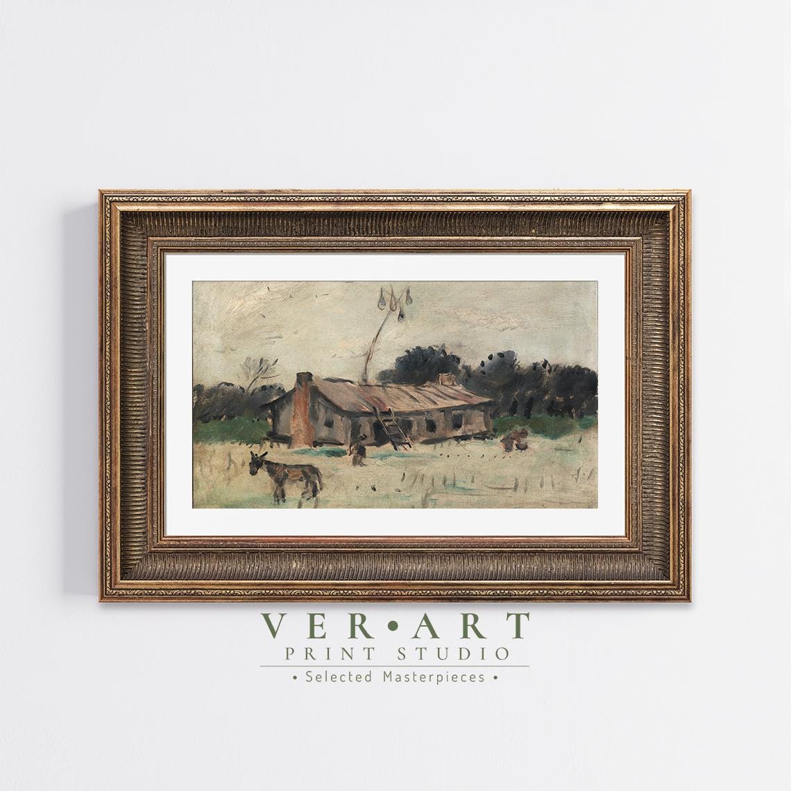 Rustic Farmhouse Wall Art Printable - Vintage Countryside Scene - Home ...