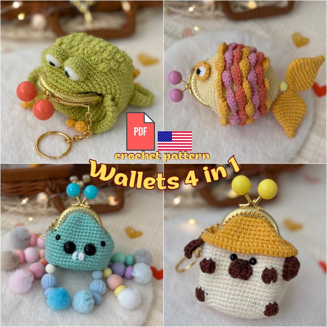 Crochet Wallets PDF Pattern 4 in 1 (english) - Etsy